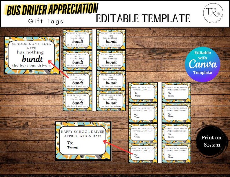 Bus Driver Appreciation Gift Tags - Etsy