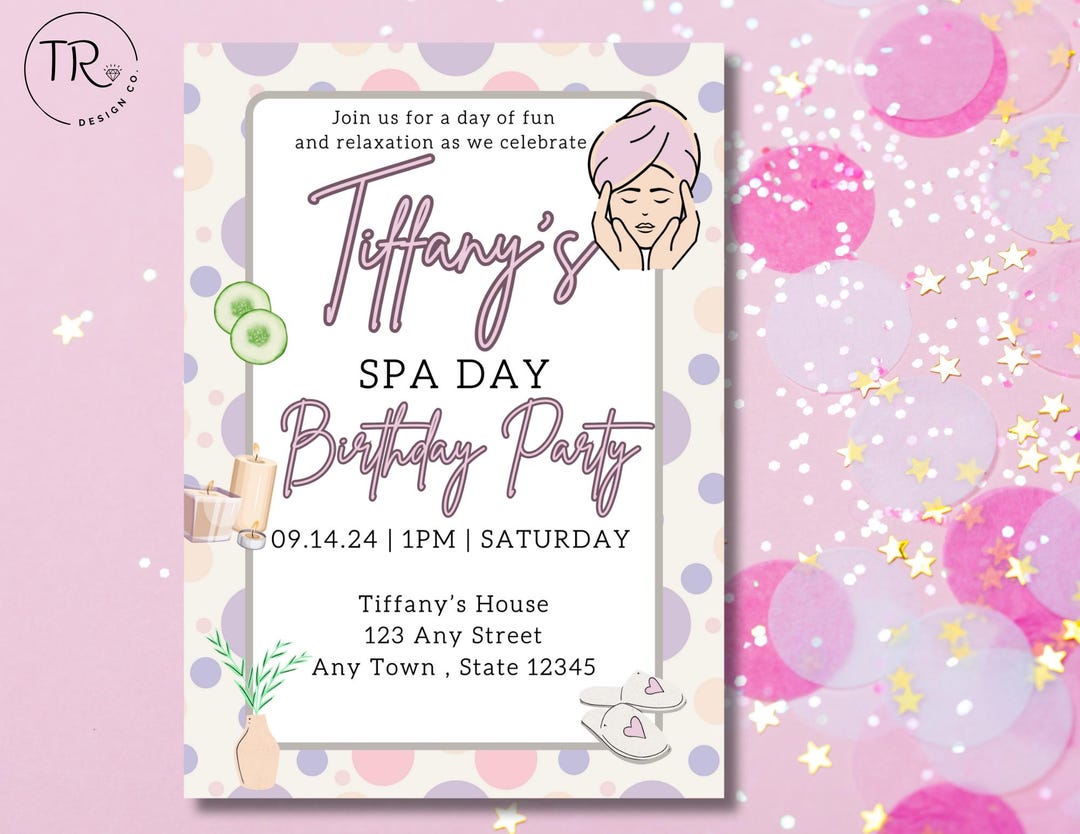Spa Day Birthday Invitation - Etsy