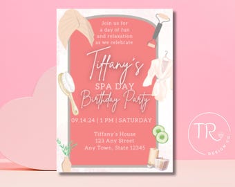 Editable Spa Day Party Invitation Template, Spa Party Girl Invite ...