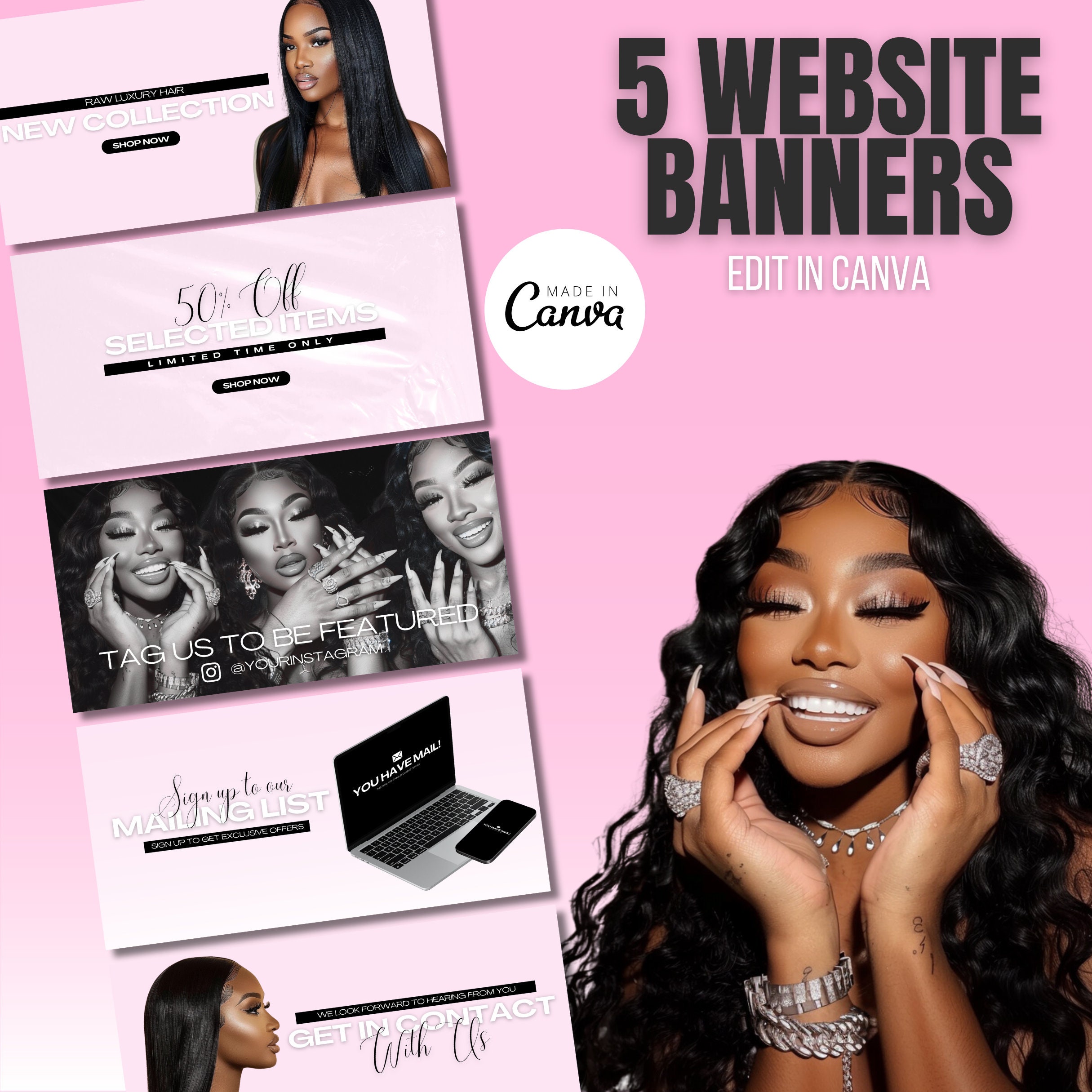 Website Banners, DIY Web Banner Template Design, Shopify Website ...