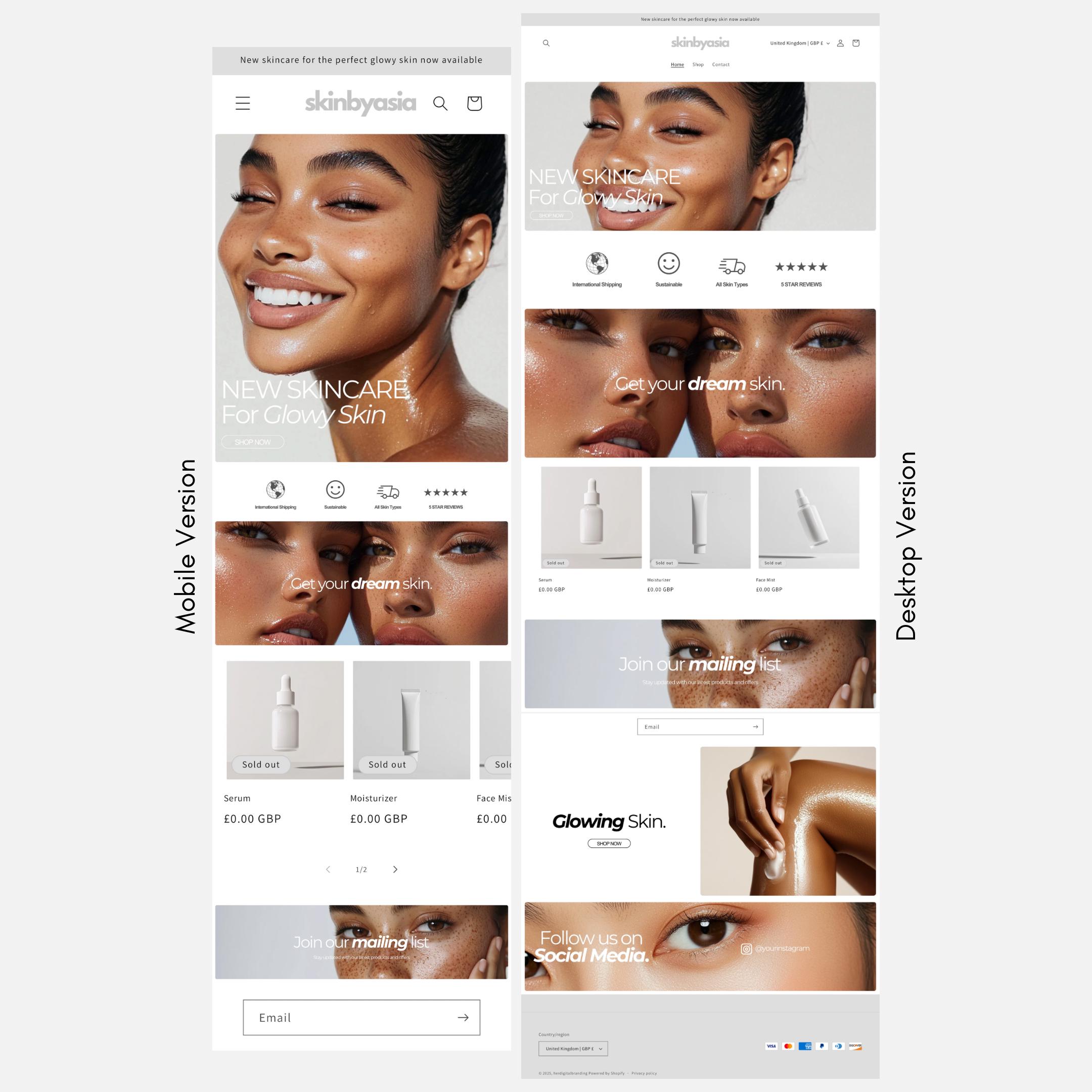 Skin Care Website Design, Skincare Website Template, Branding Template ...