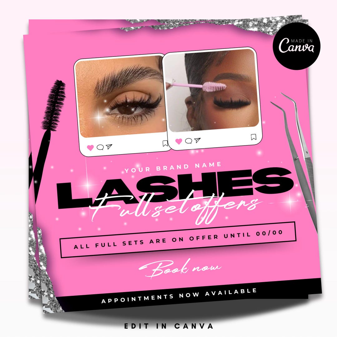 Lash Extension Flyer, Lash Booking Now Flyer, Lash Sale Flyer ...
