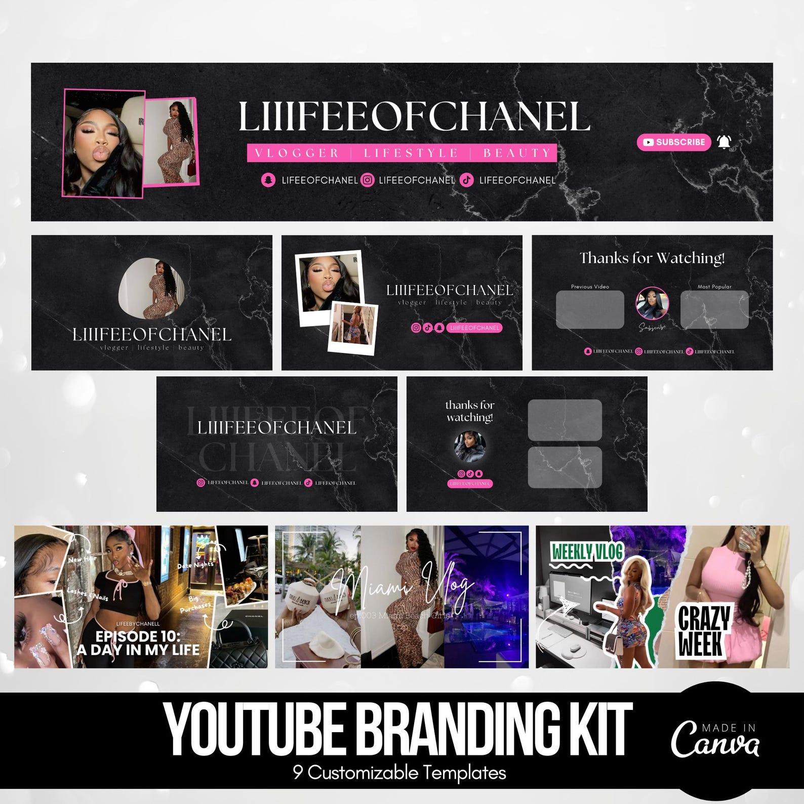 DIY Youtube Branding Kit, Youtube Banners, Intro and Outro Designs ...