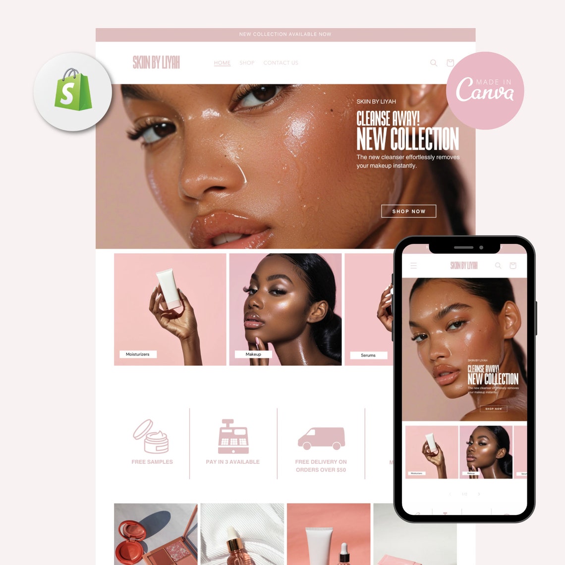 Skin Care Website Design, Skincare Website Template, Branding Template ...