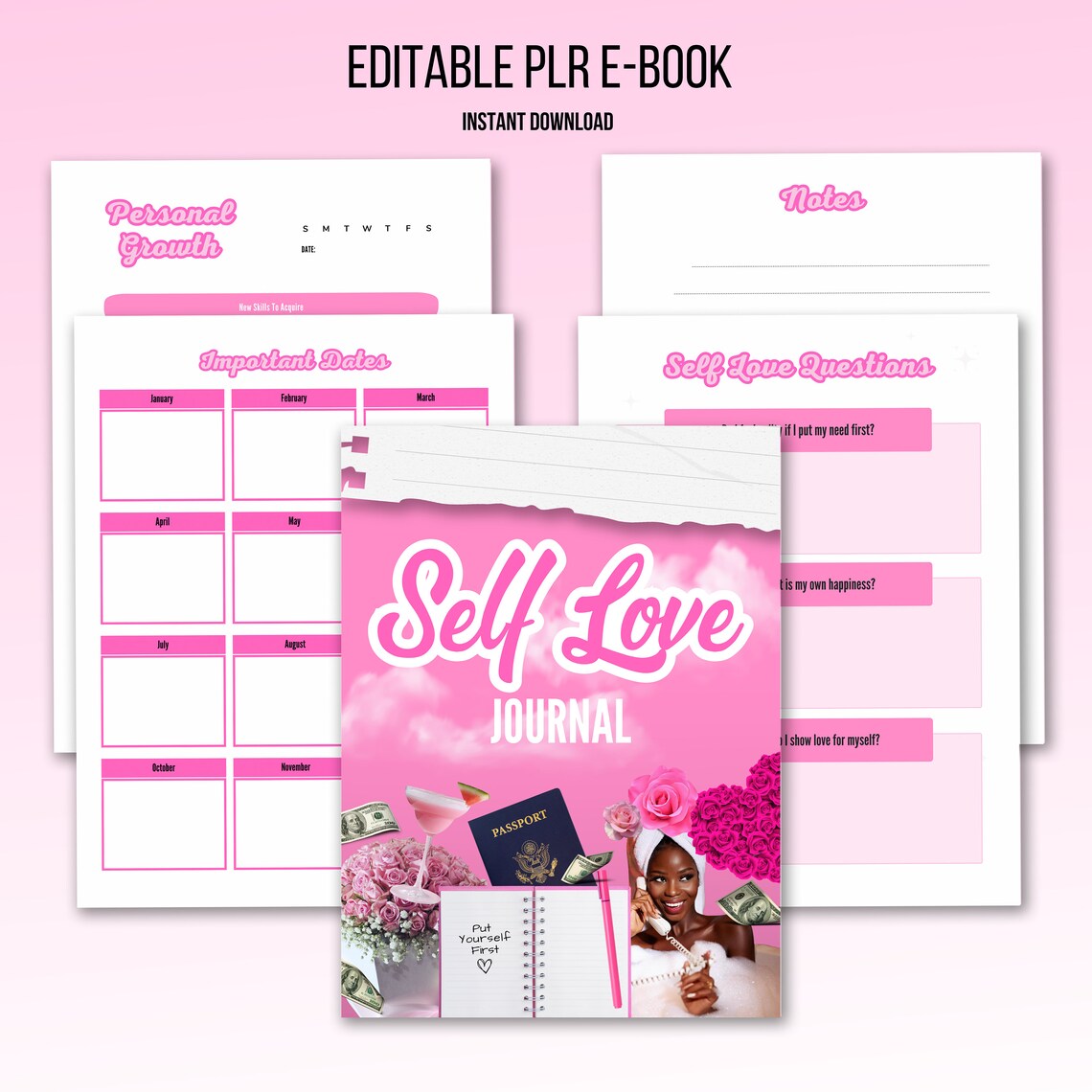PLR E-book Journal | Done for You Template E Book Template Self Care ...