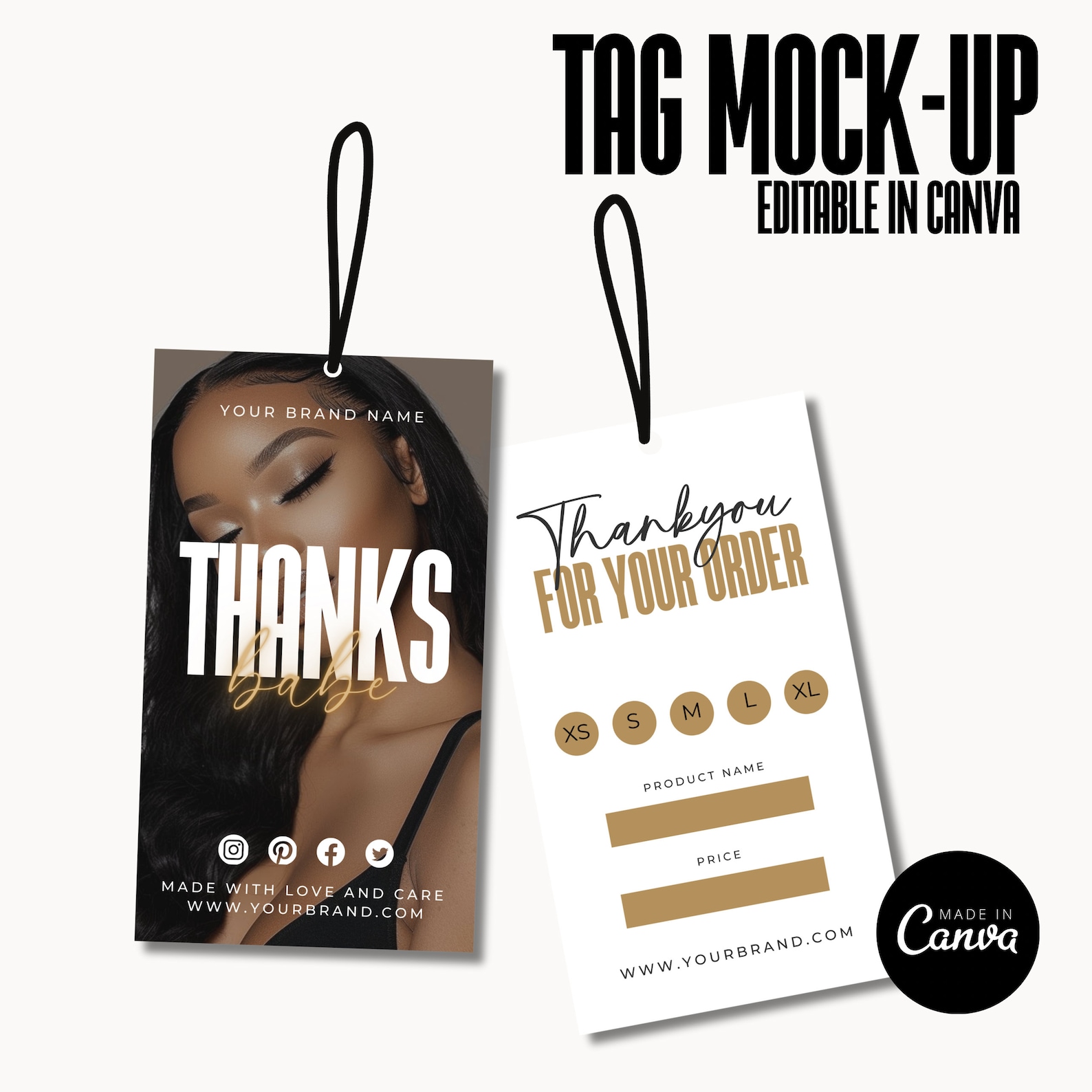 Hair Tag Template, Editable Canva Template, Hair Extension Tags ...