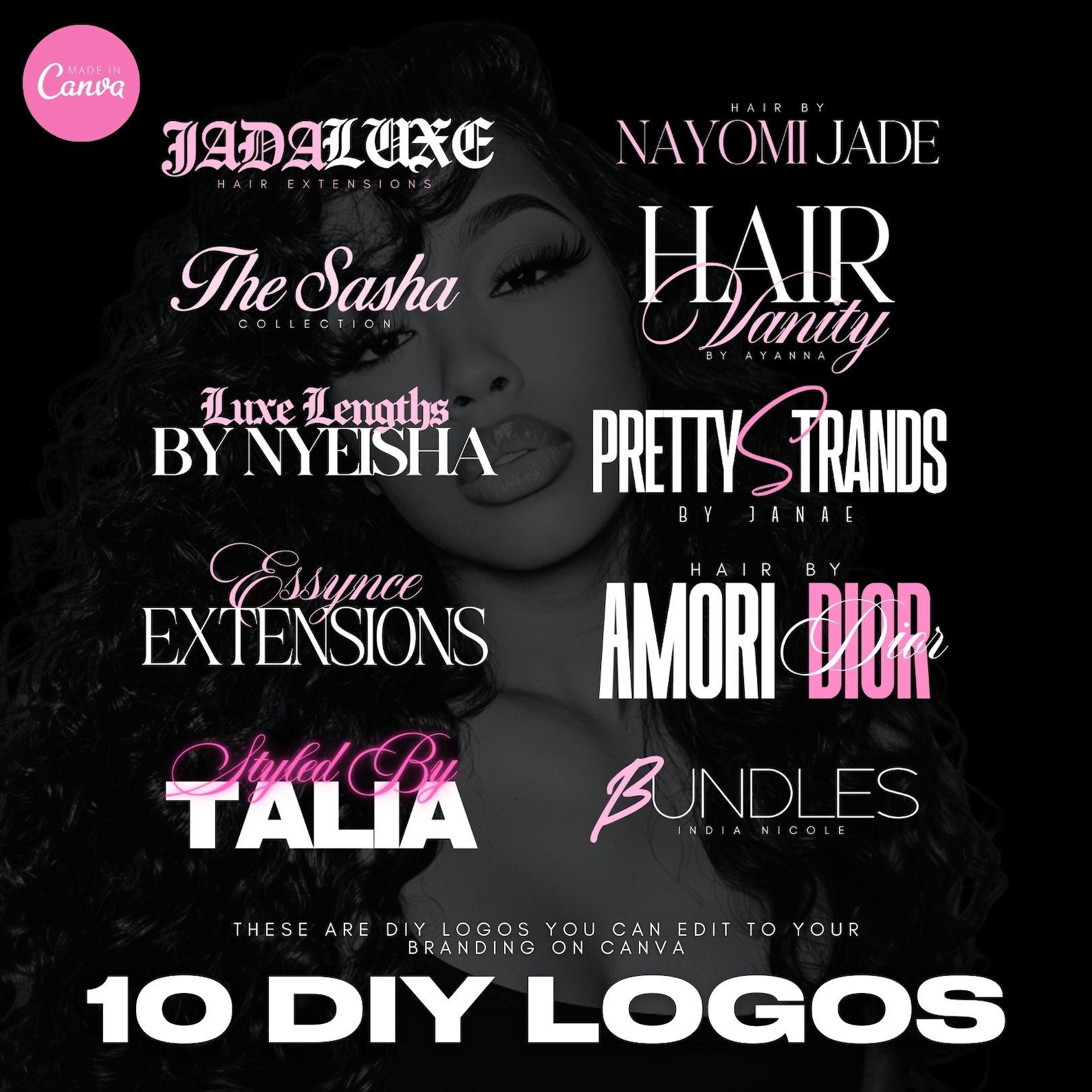 10 DIY Canva Logo Templates Branding Logo Kit , Editable Canva ...