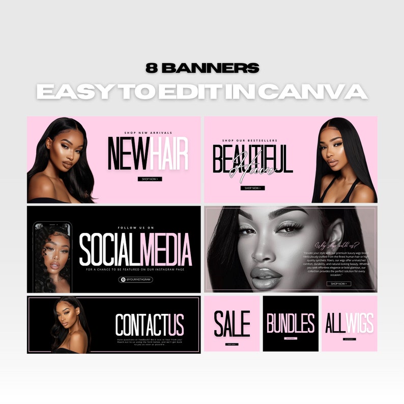 Hair Website Template, Luxury Hair Website Design, Website Banners ...