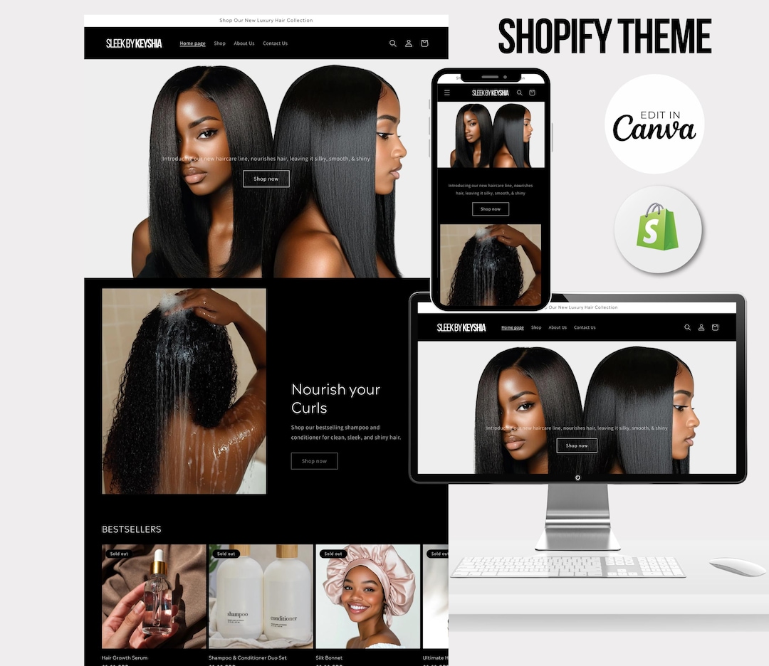 Hair Care Website Template, Luxury Hair Website Design, Website Banners ...