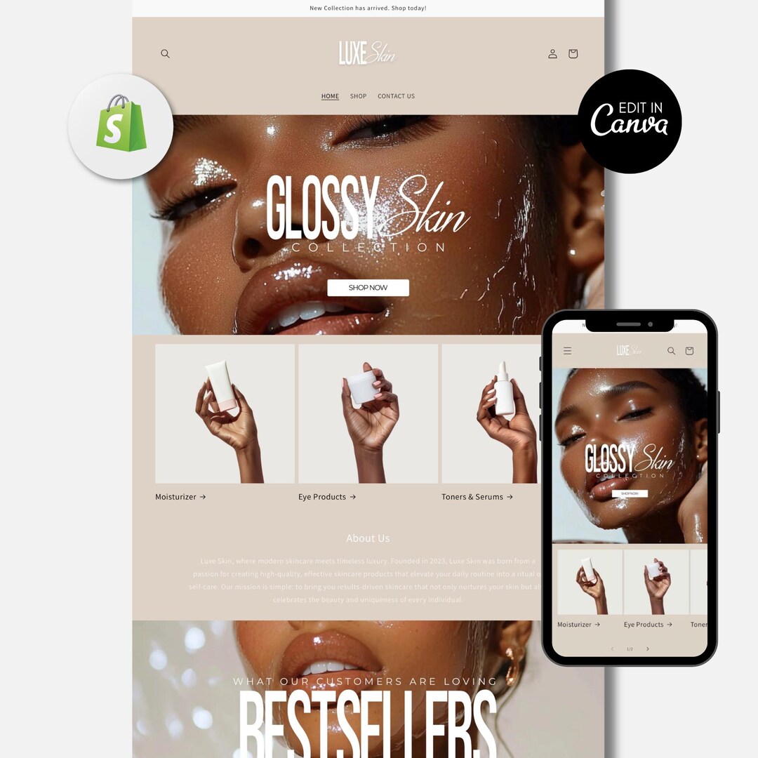 Skin Care Website Design, Skincare Website Template, Branding Template ...