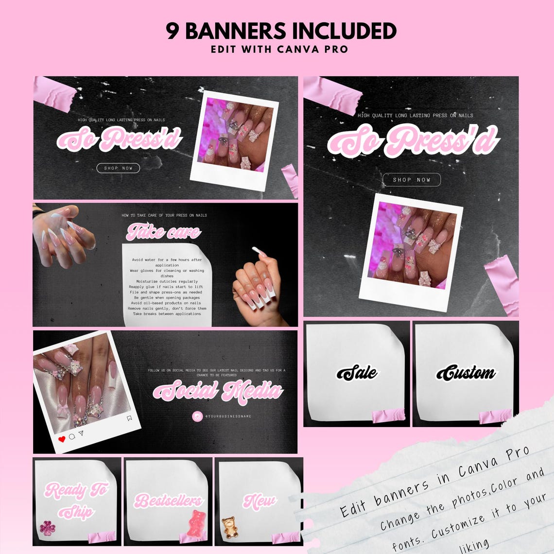 Nail Website Template, Luxury Nail Website Design, Website Banners ...