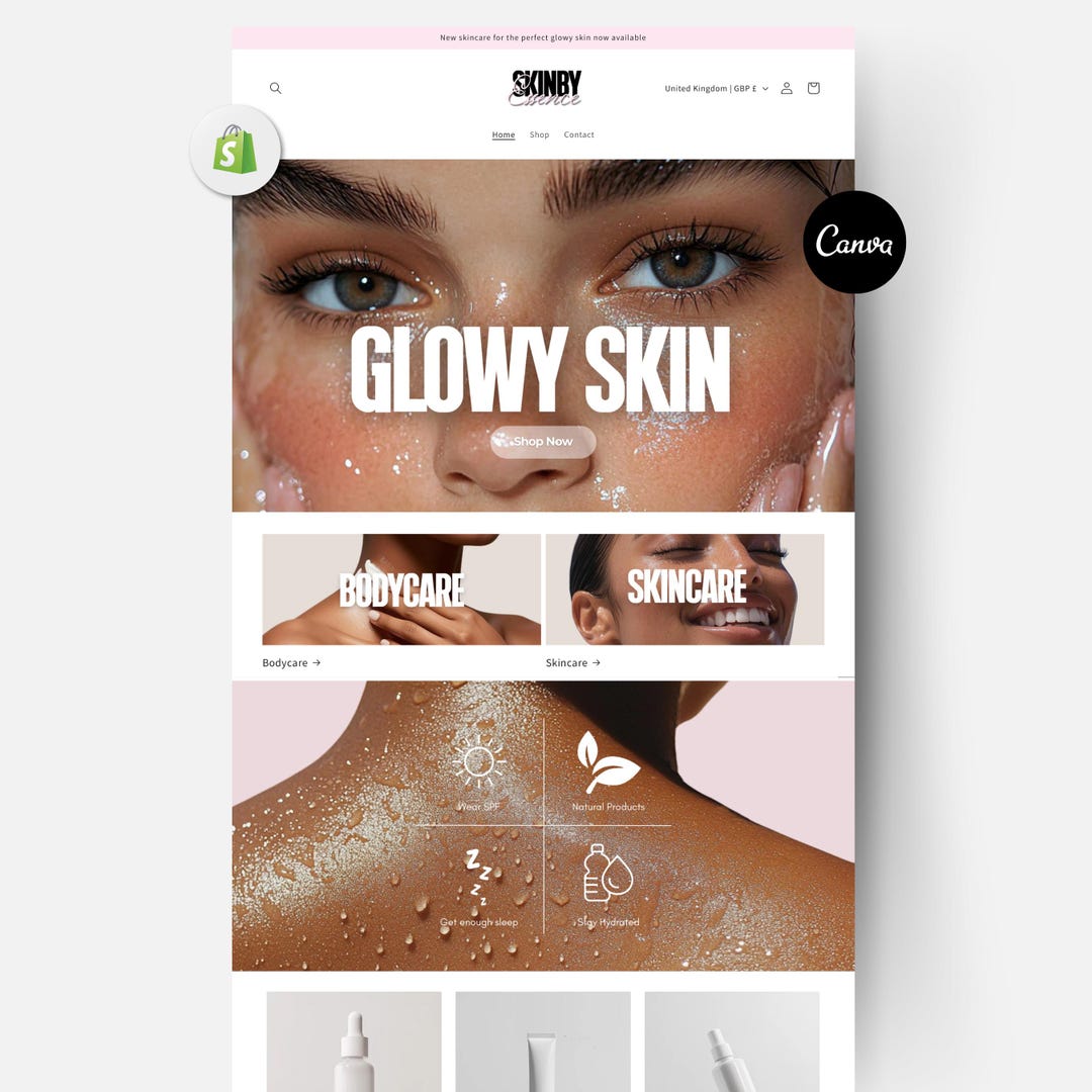 Skin Care Website Design, Skincare Website Template, Branding Template ...