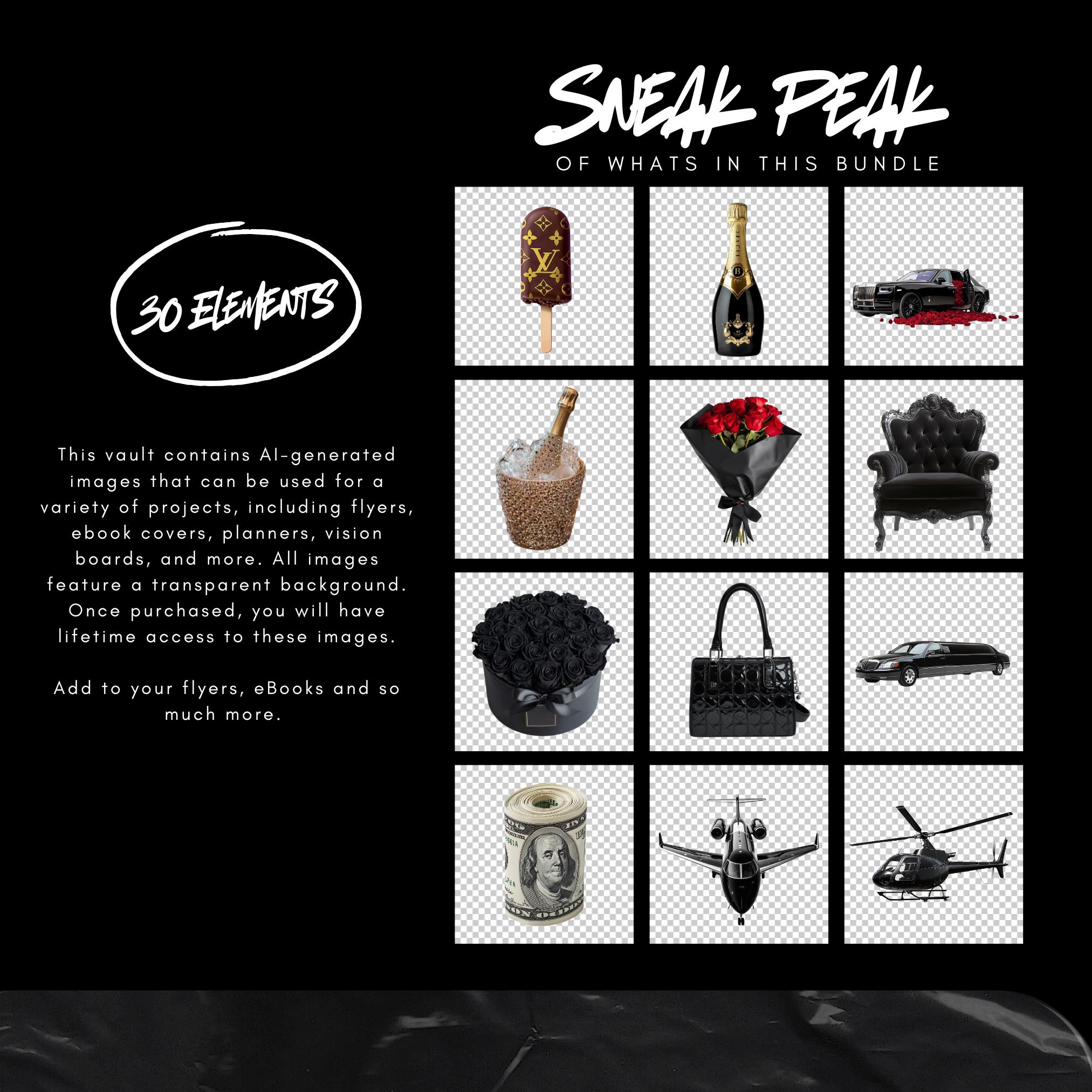 30 Rich Girl Elements, Graphic Pack, Digital, Clip Art, Stock Images ...