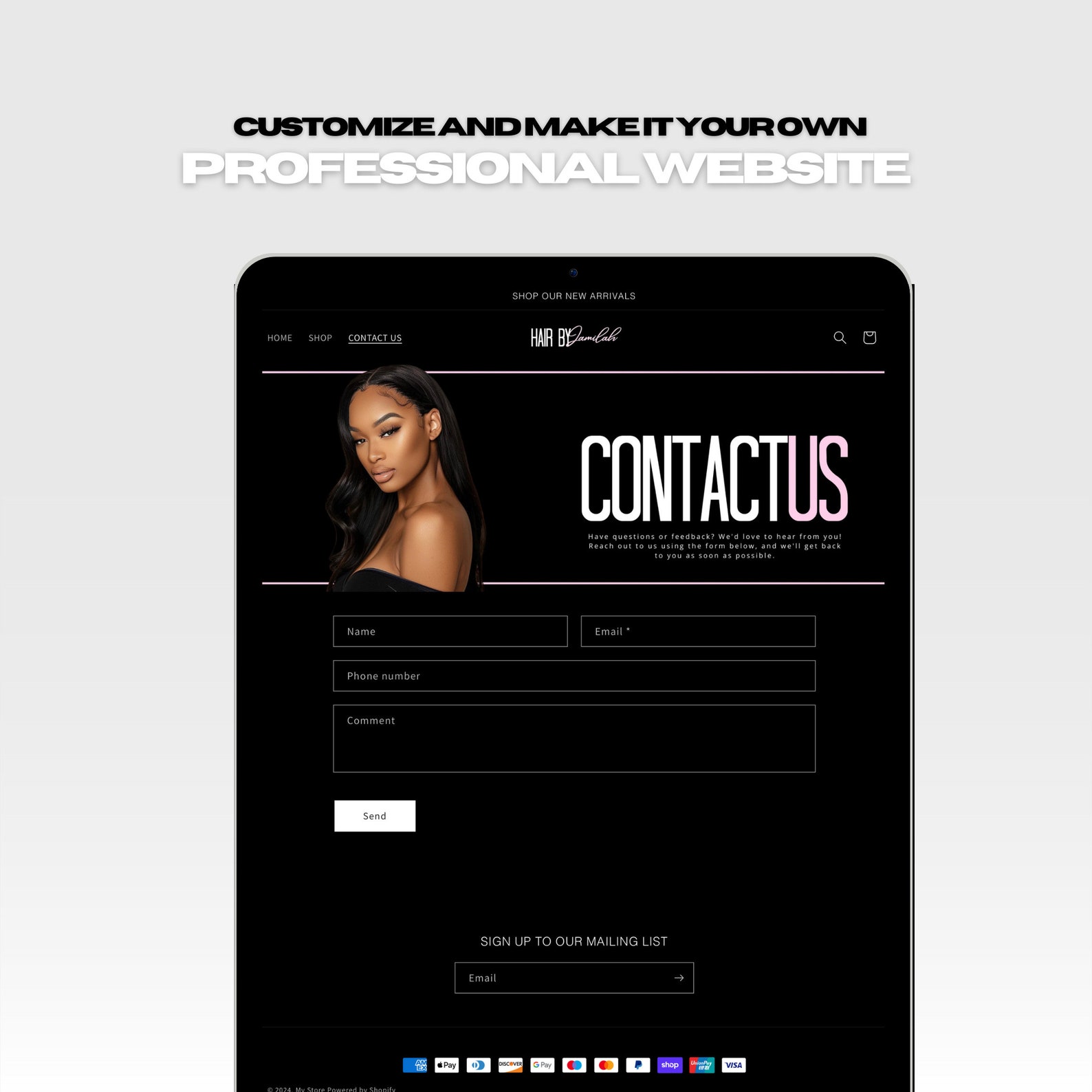 Hair Website Template, Luxury Hair Website Design, Website Banners ...