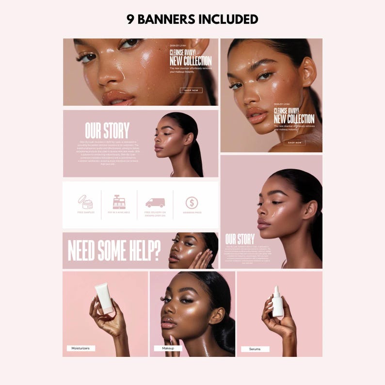 Skin Care Web Banners Website Design, Skincare Website Template ...
