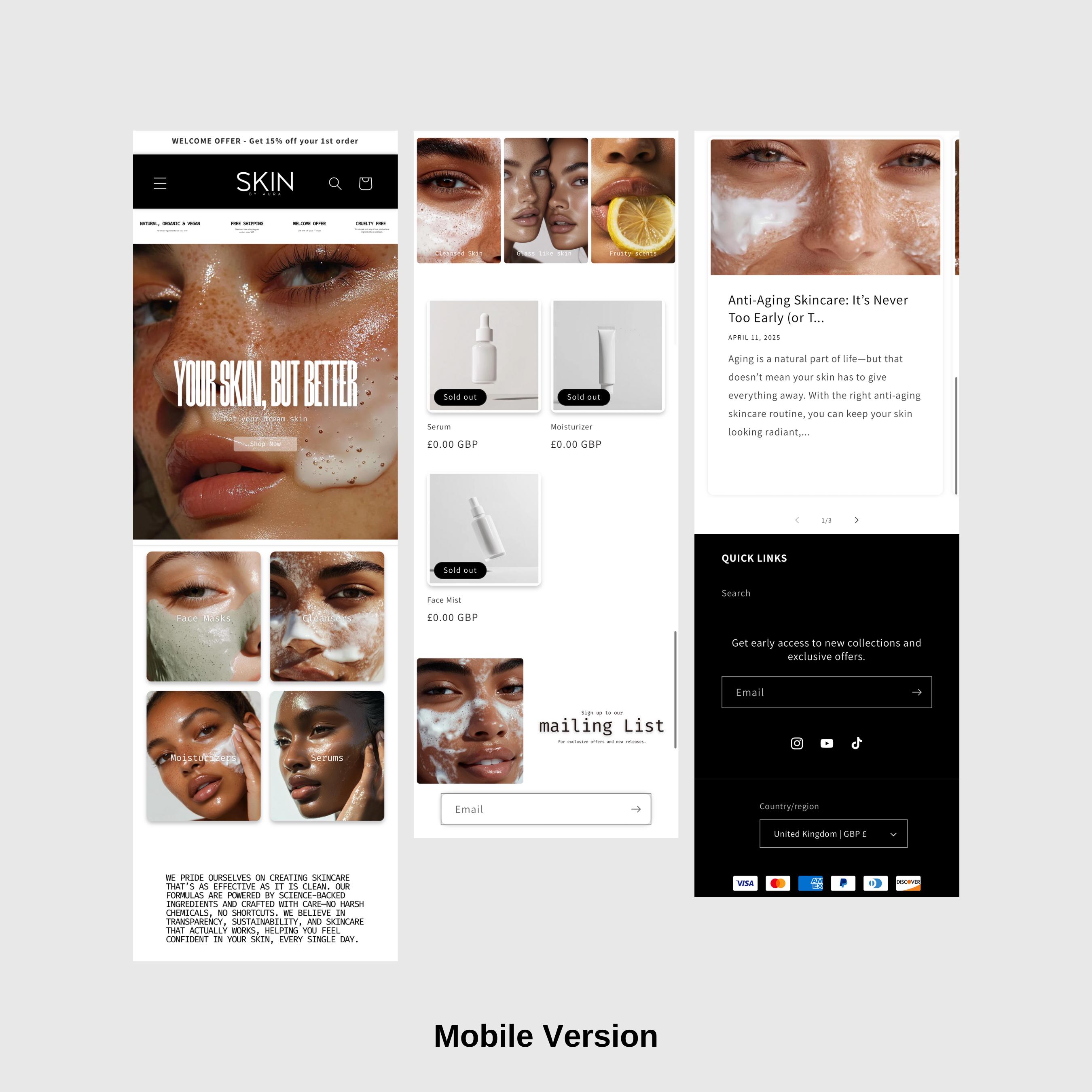 Skin Care Shopify Website Design, Skincare Website Template, Branding ...