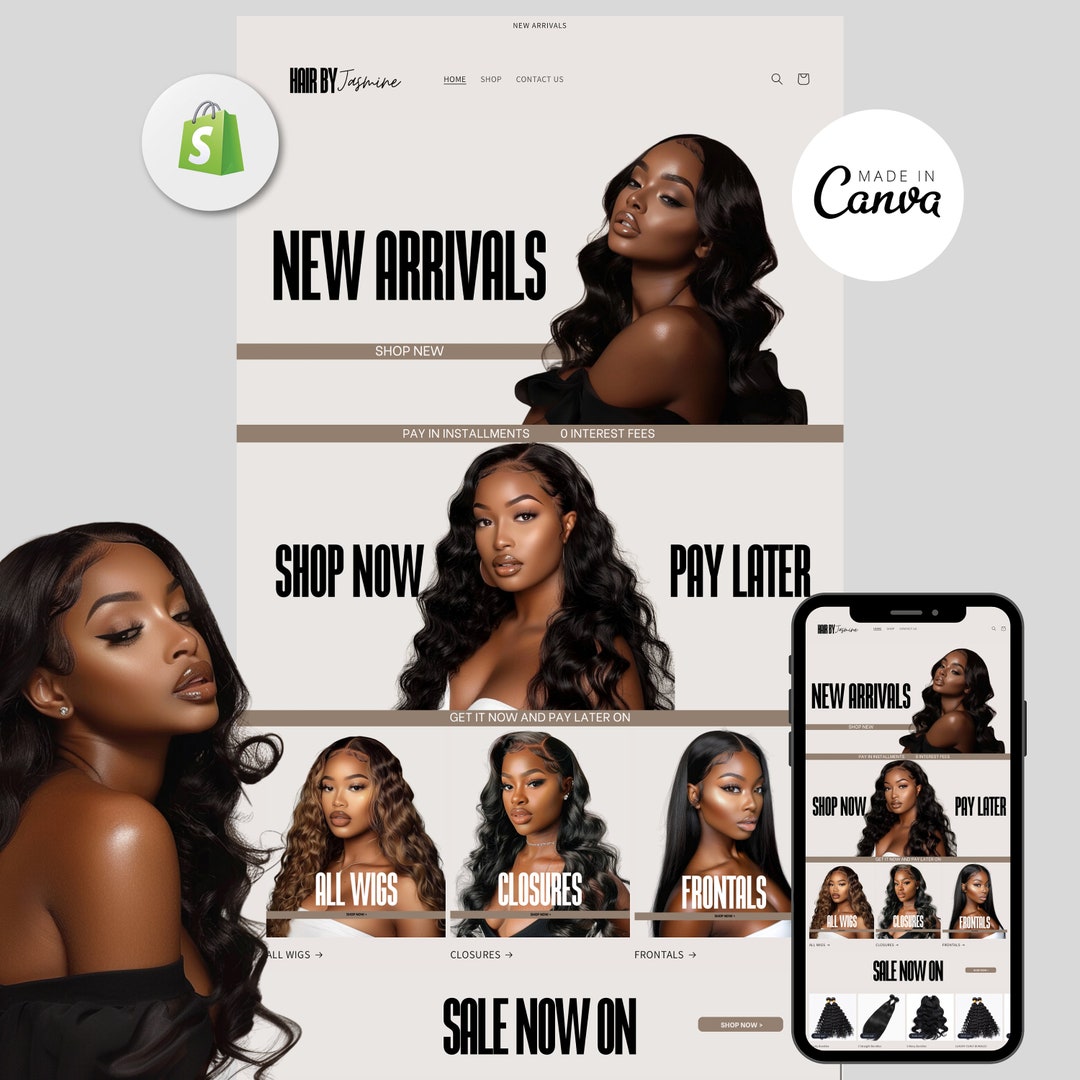 Luxury Hair Website Design, Premade Shopify Website, Hair Website ...