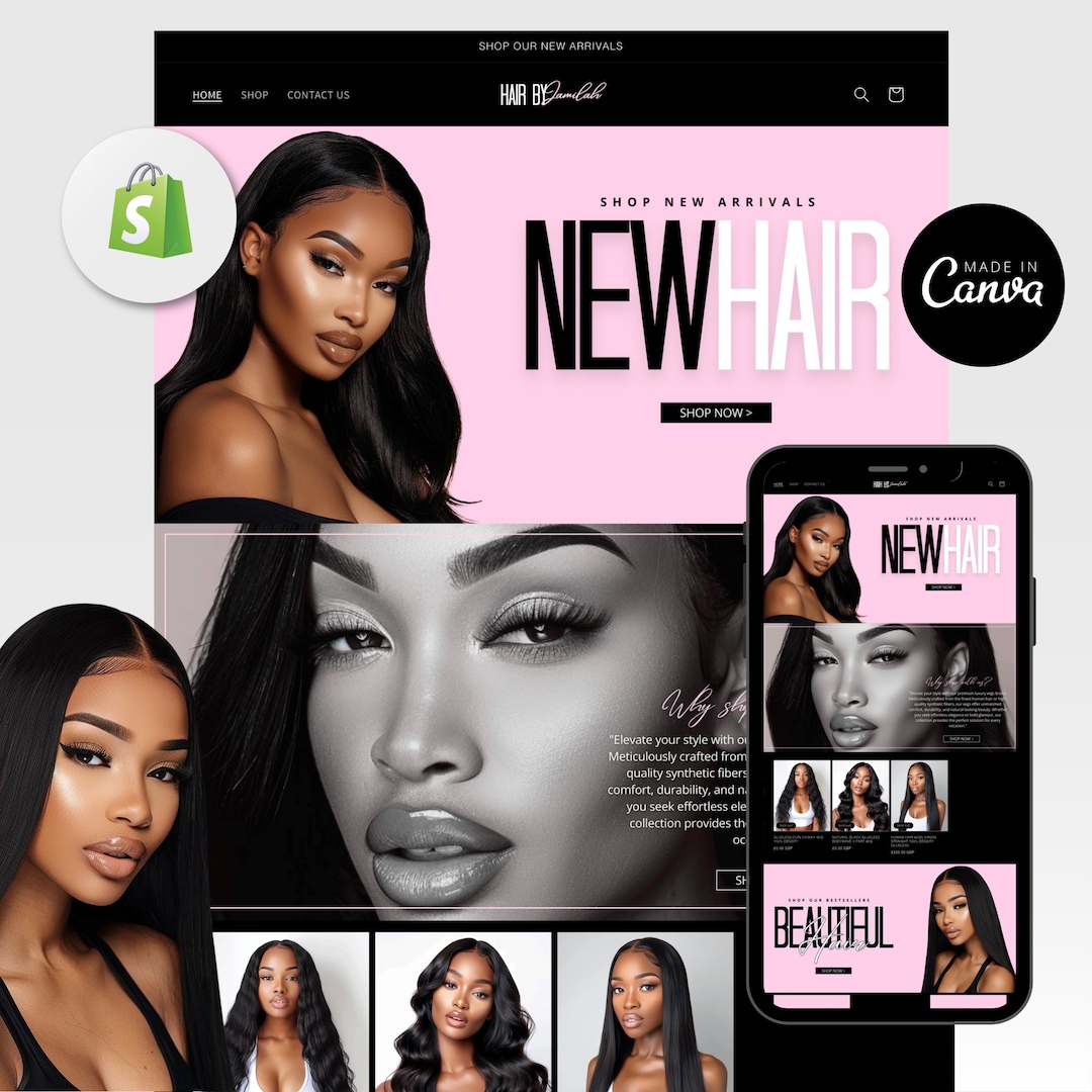 Hair Website Template, Luxury Hair Website Design, Website Banners ...