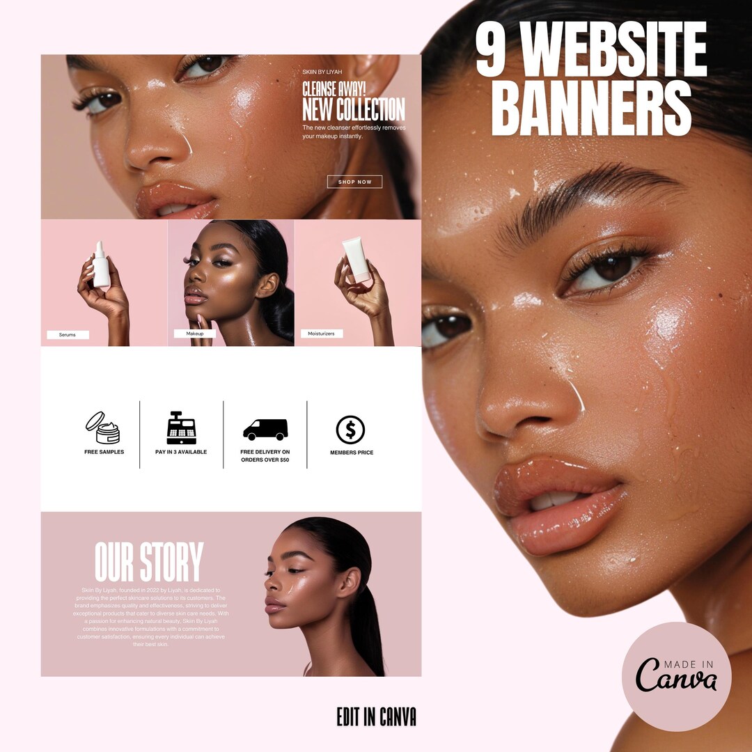 Skin Care Web Banners Website Design, Skincare Website Template ...