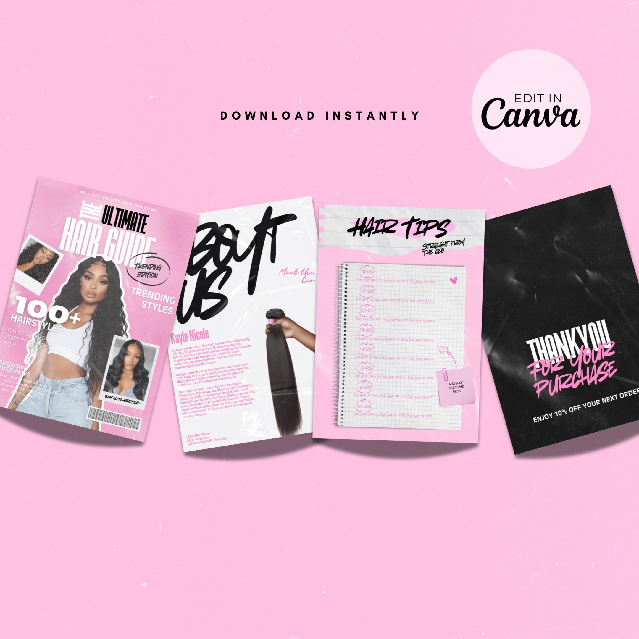 Magazine Template, Hair Guide, Lash Guide, Beauty Magazine Catalog for ...