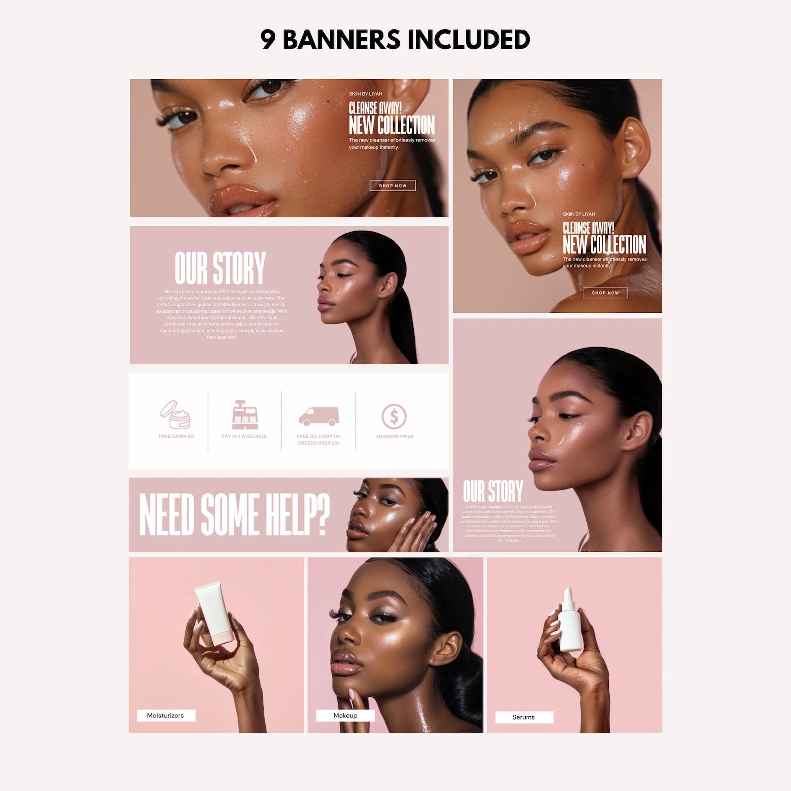 Skin Care Website Design, Skincare Website Template, Branding Template ...