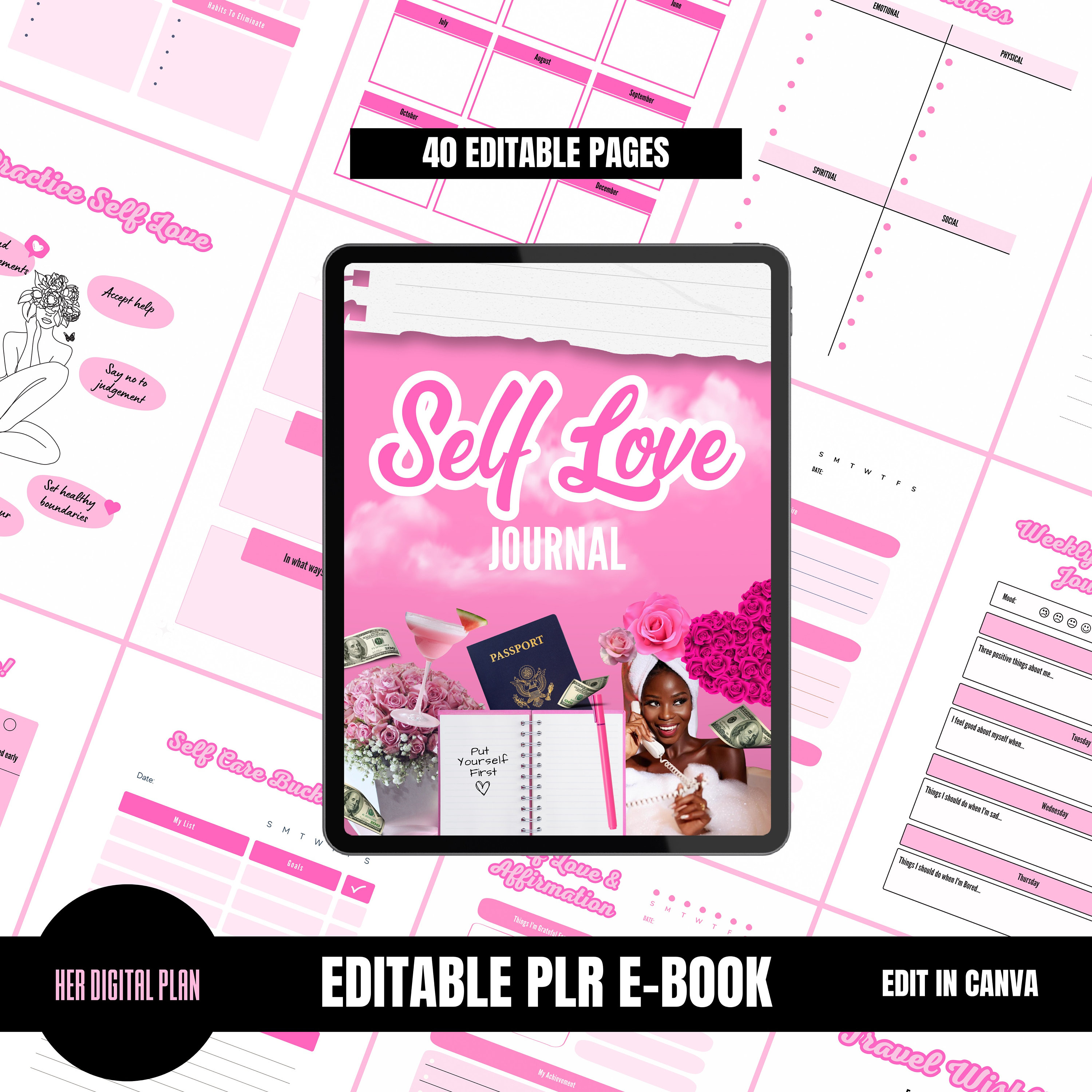 PLR E-book Journal | Done for You Template E Book Template Self Care ...