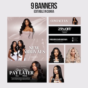 Luxury Hair Website Design, Editable Canva Website Hair Banners ...