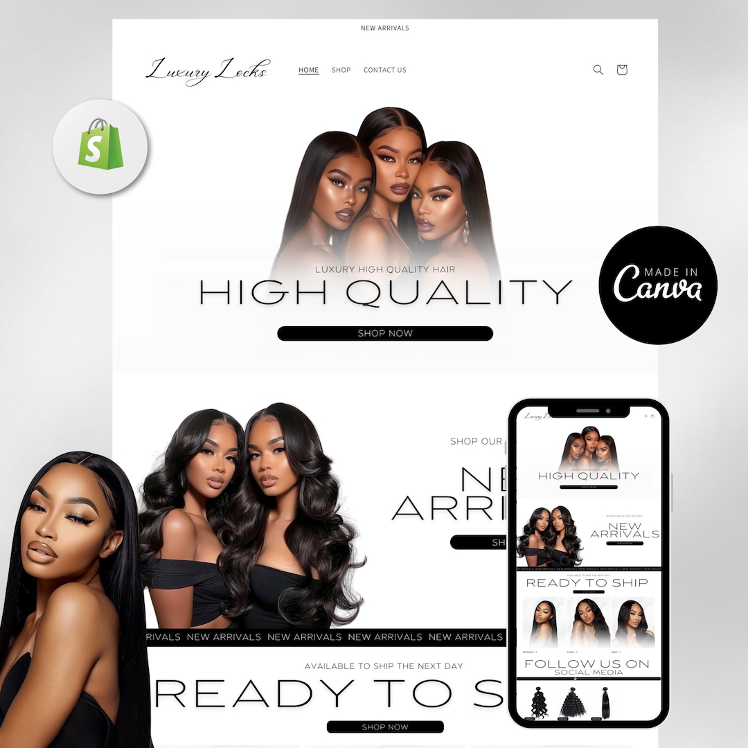 Luxury Hair Website Design, Hair Website Template, Hair Branding ...