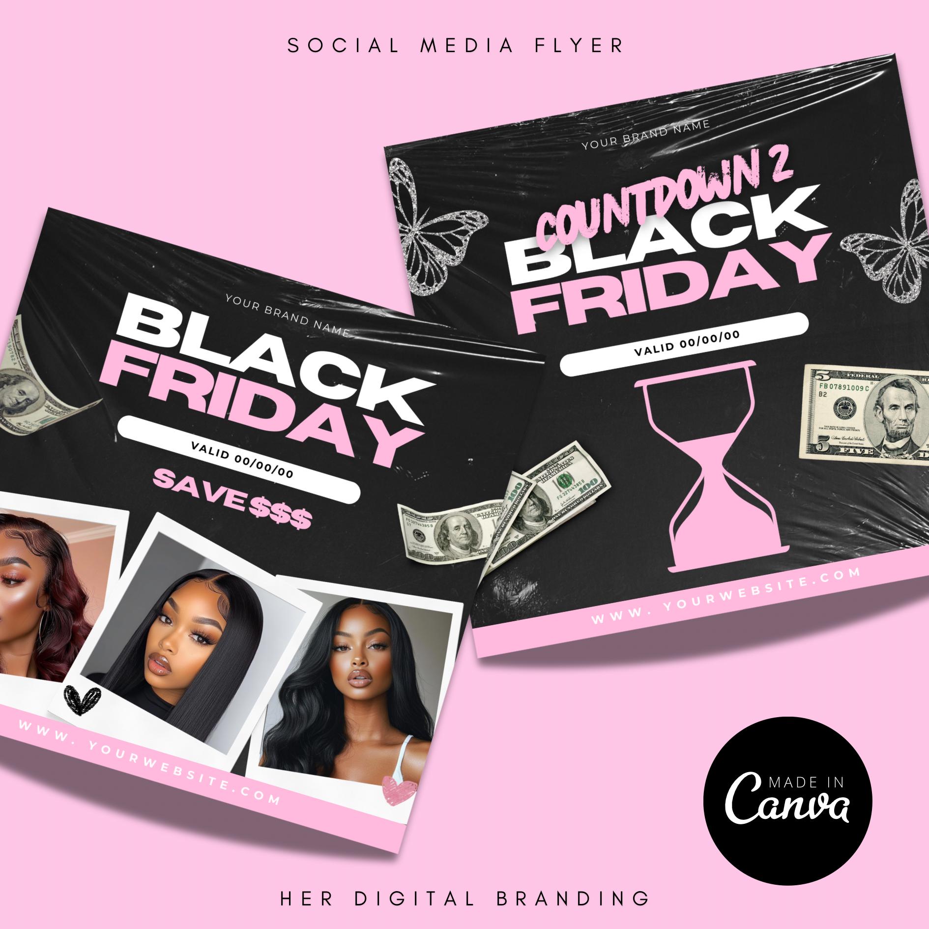 2 Black Friday Flyers ,instagram Social Media Post, Sale Flyer, Booking ...
