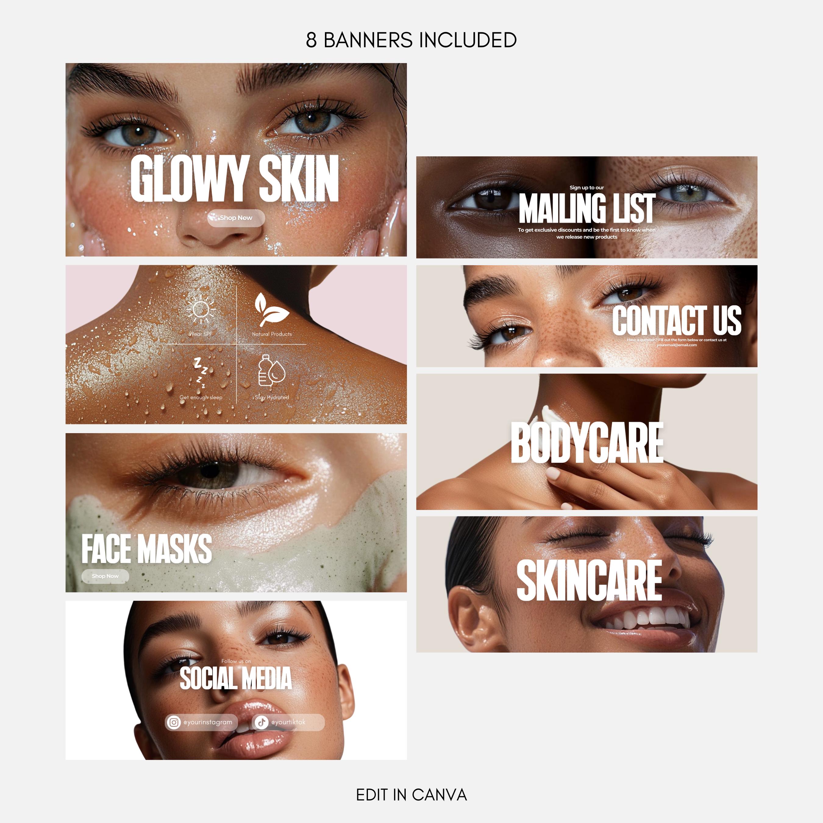 Skin Care Website Design, Skincare Website Template, Branding Template ...