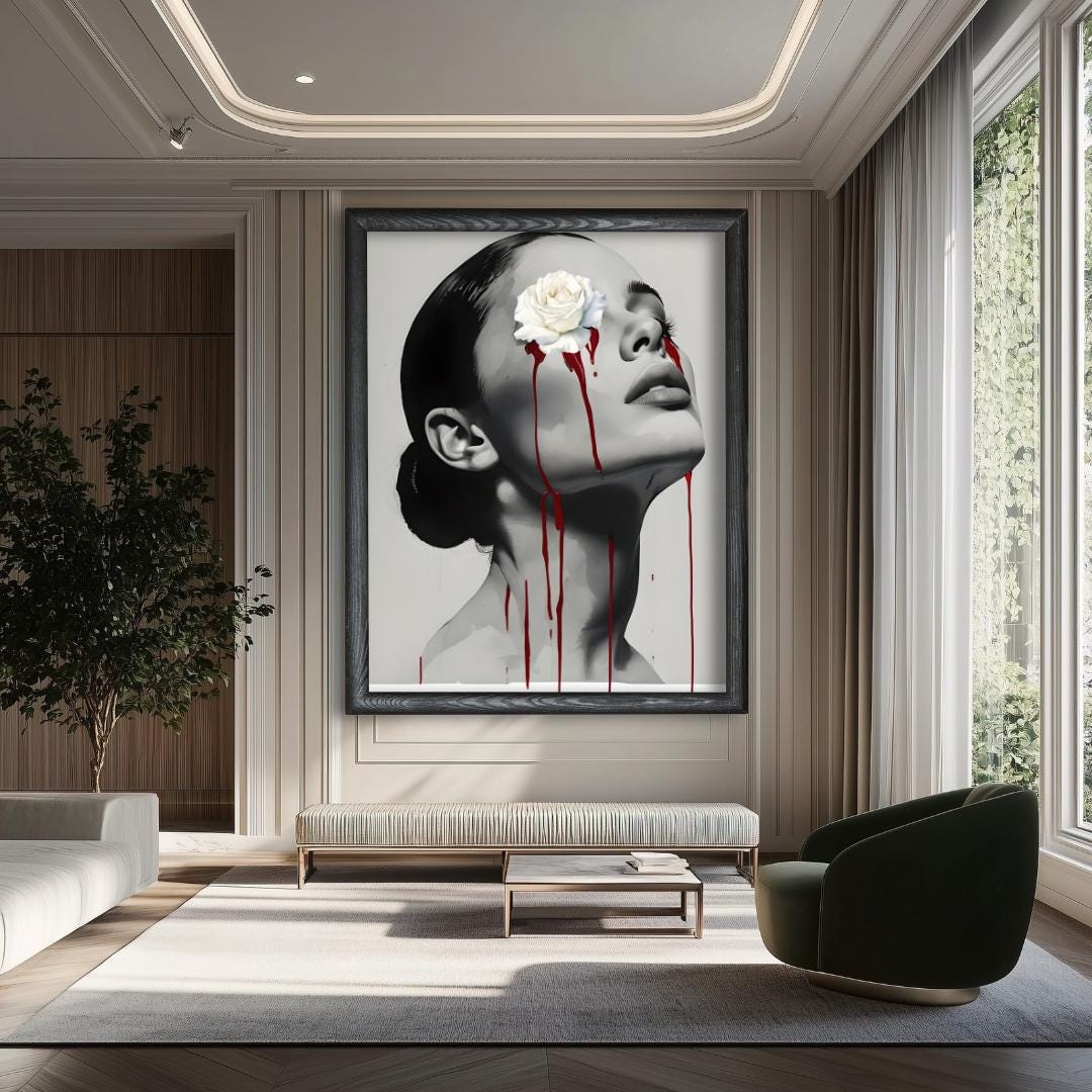 Bleeding Rose Eye Portrait: Gothic Surreal Art Print (digital Download ...