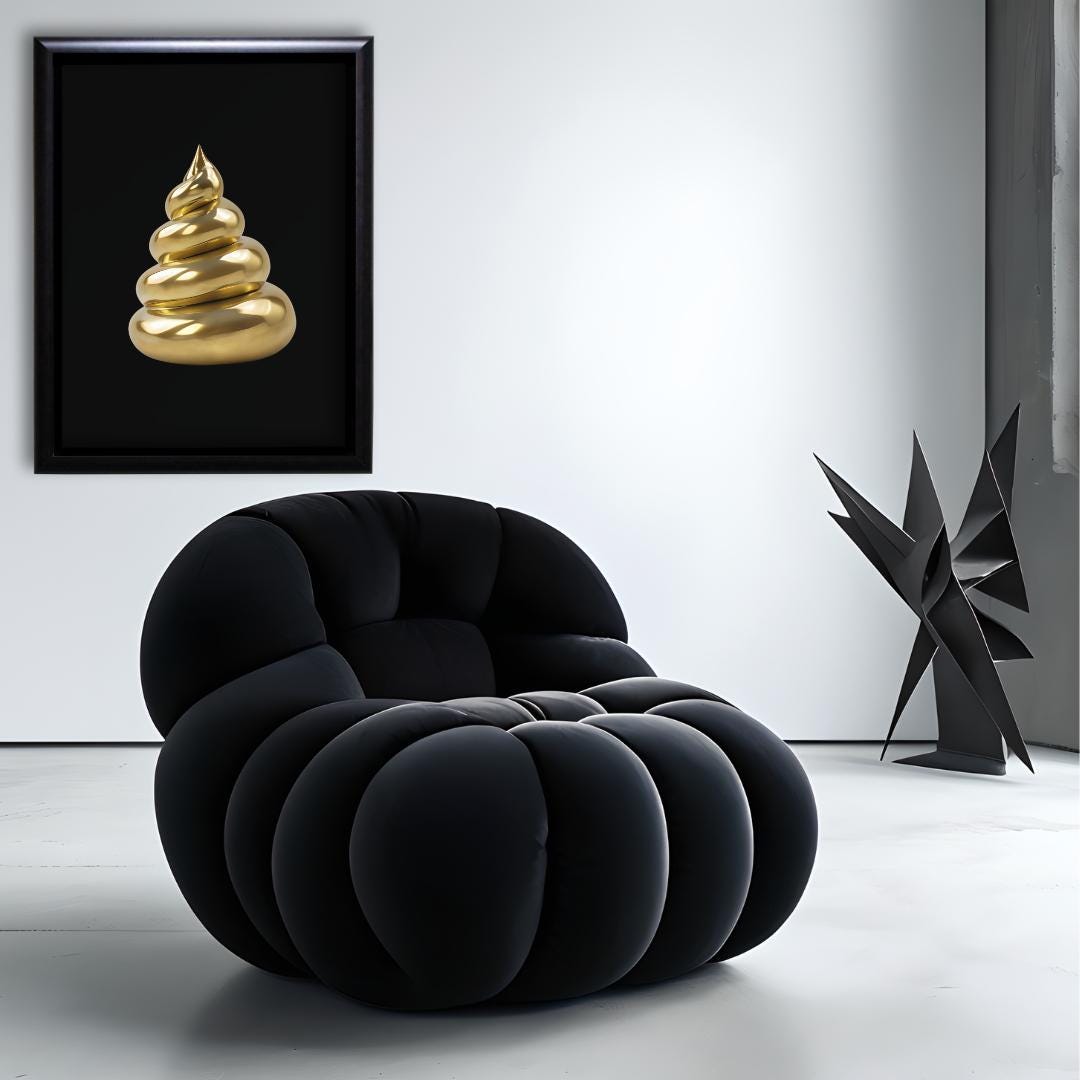 Gold Poop Emoji Wall Art, Funny Luxe Decor Print, Y2K Inspired Bold ...