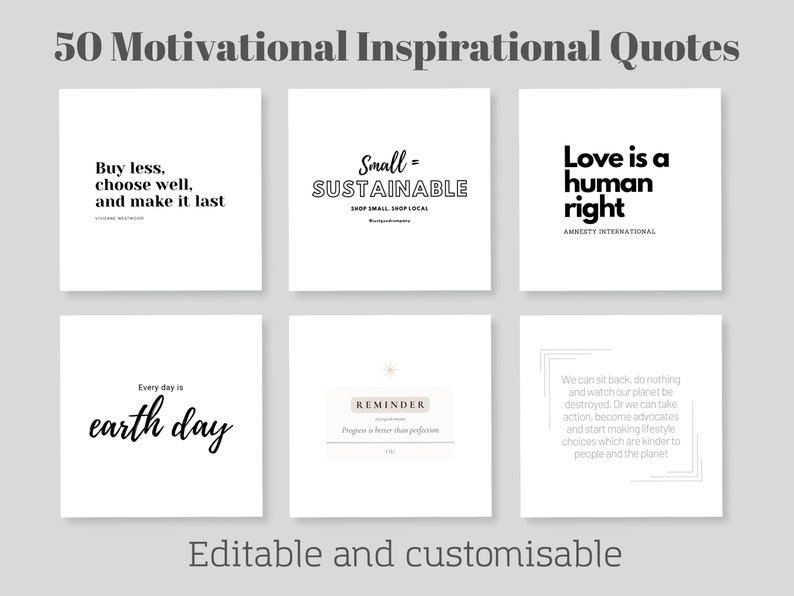 50 Inspirational Motivational Quotes Pack Instagram Editable - Etsy