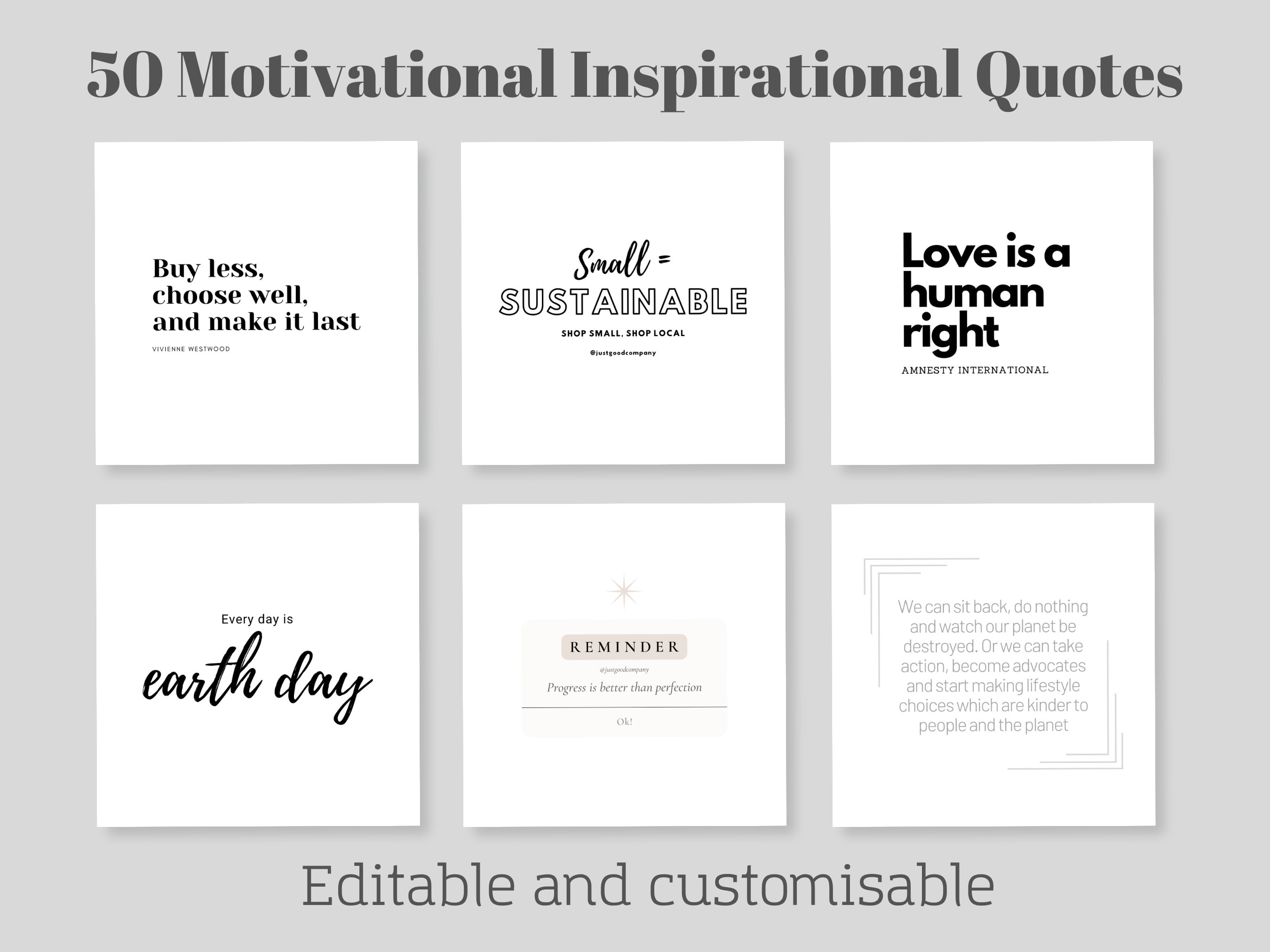 50 Inspirational Motivational Quotes Pack Instagram Editable - Etsy