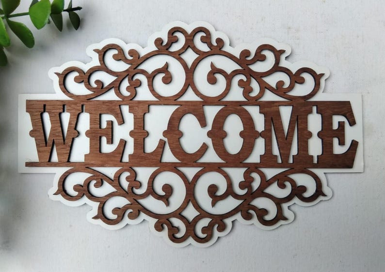 Welcome Sign Cutting File. Digital Download Svg, Ai, Cdr, Lbrn - Etsy