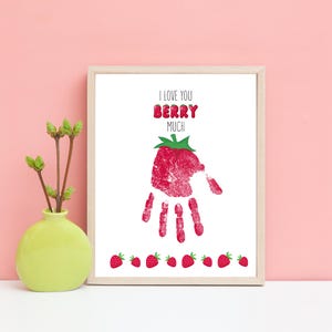 I Love You Berry Much Handprint Art Craft DIY, Mother's Day Handprint ...