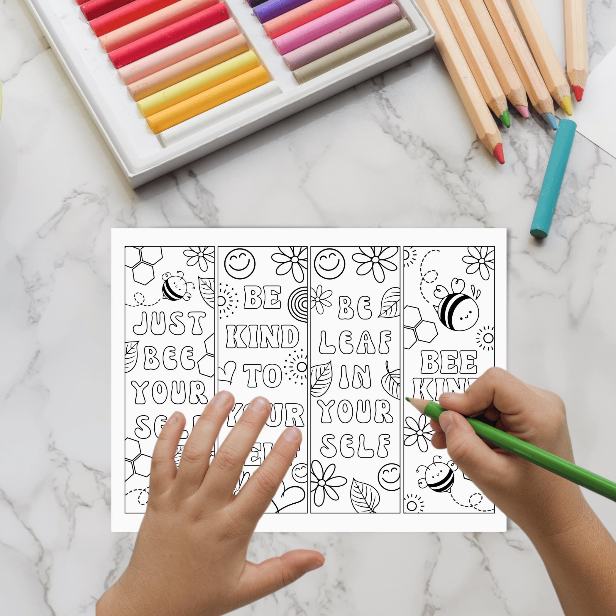 Kindness Coloring Bookmarks, Bee Bookmarks to Color Pdf, Motivational ...