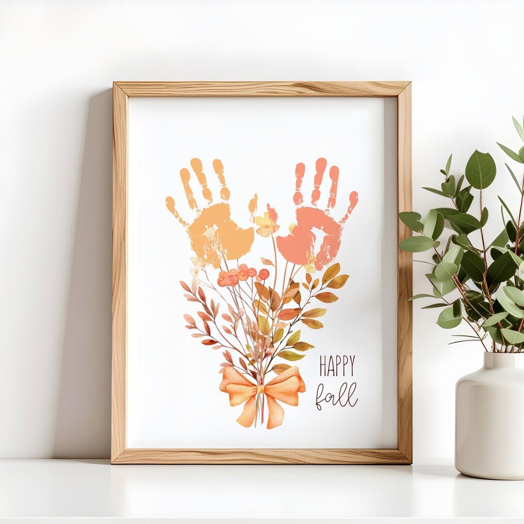 Happy Fall Handprint Craft DIY, Autumn Flower Bouquet Handprint Craft ...