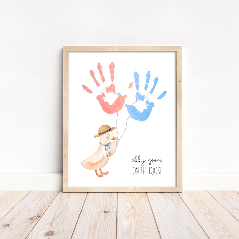 Silly Goose on the Loose Handprint Art Craft DIY, Balloon Handprint Art ...