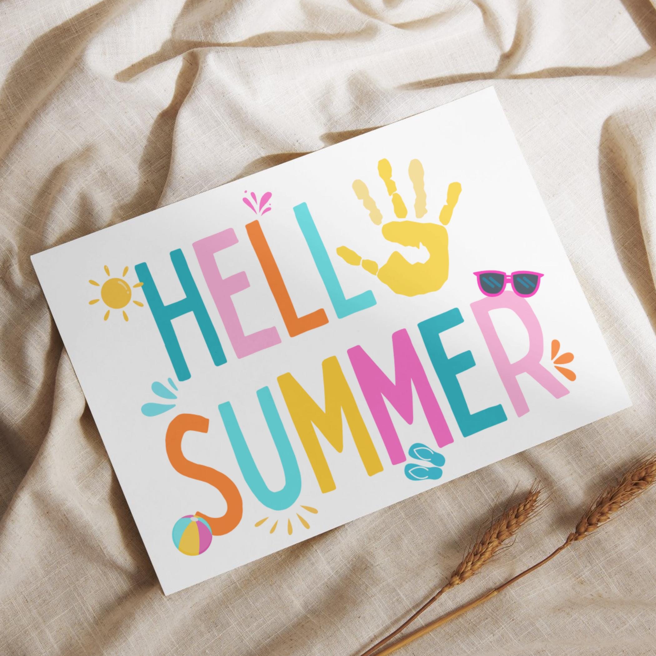 Hello Summer Handprint Art Craft, Cute Summer Toddler Craft, Spring Pre ...