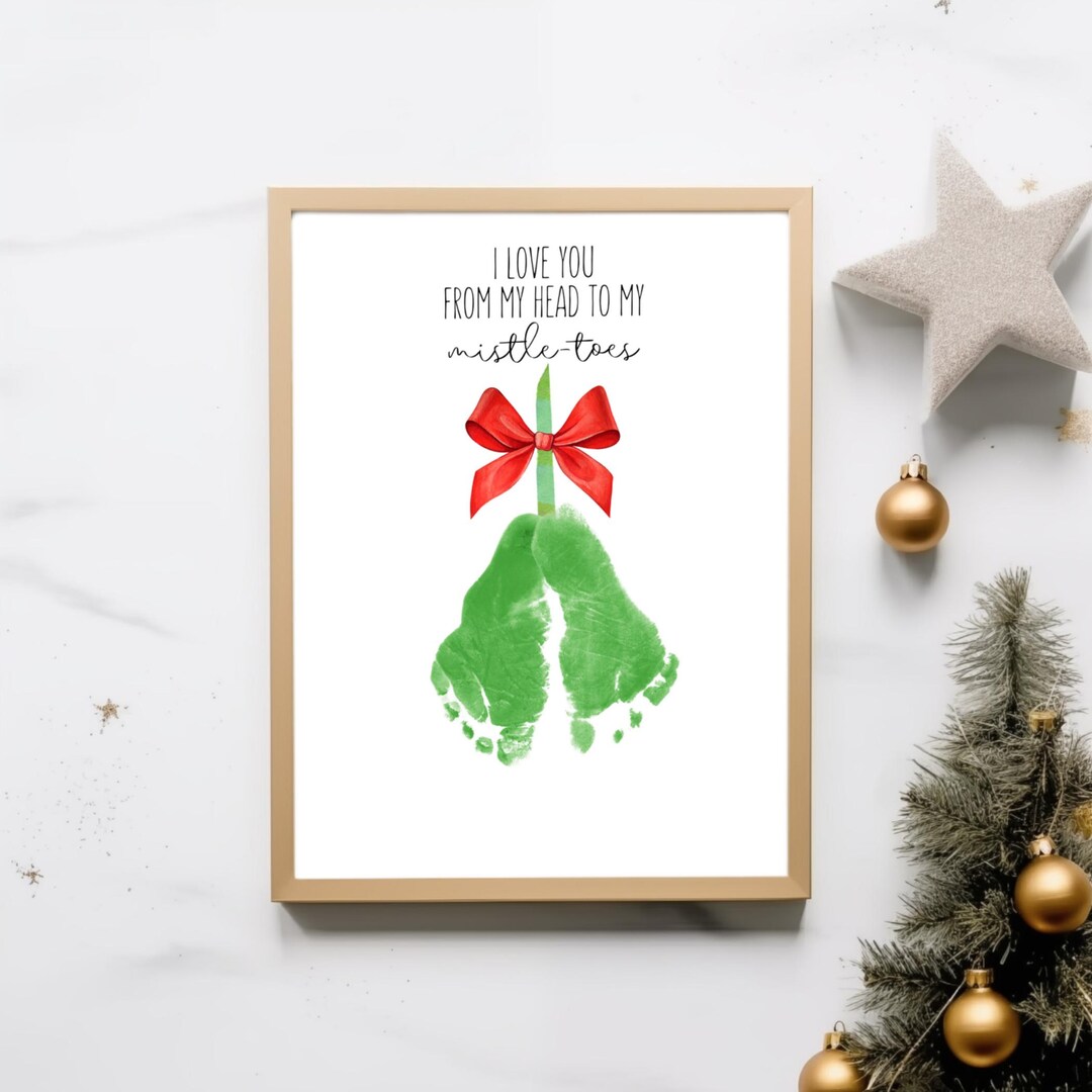 Mistletoe Footprint Craft DIY, Christmas Preschool Toddler Footprint ...