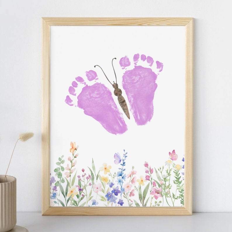 Butterfly Footprint Craft, Mother's Day Infant Footprint Art, Summer ...