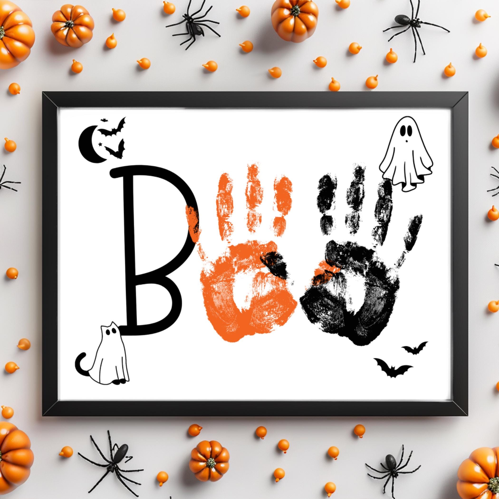 Halloween Handprint Art Craft DIY, Halloween Ghost Boo Handprint Craft ...