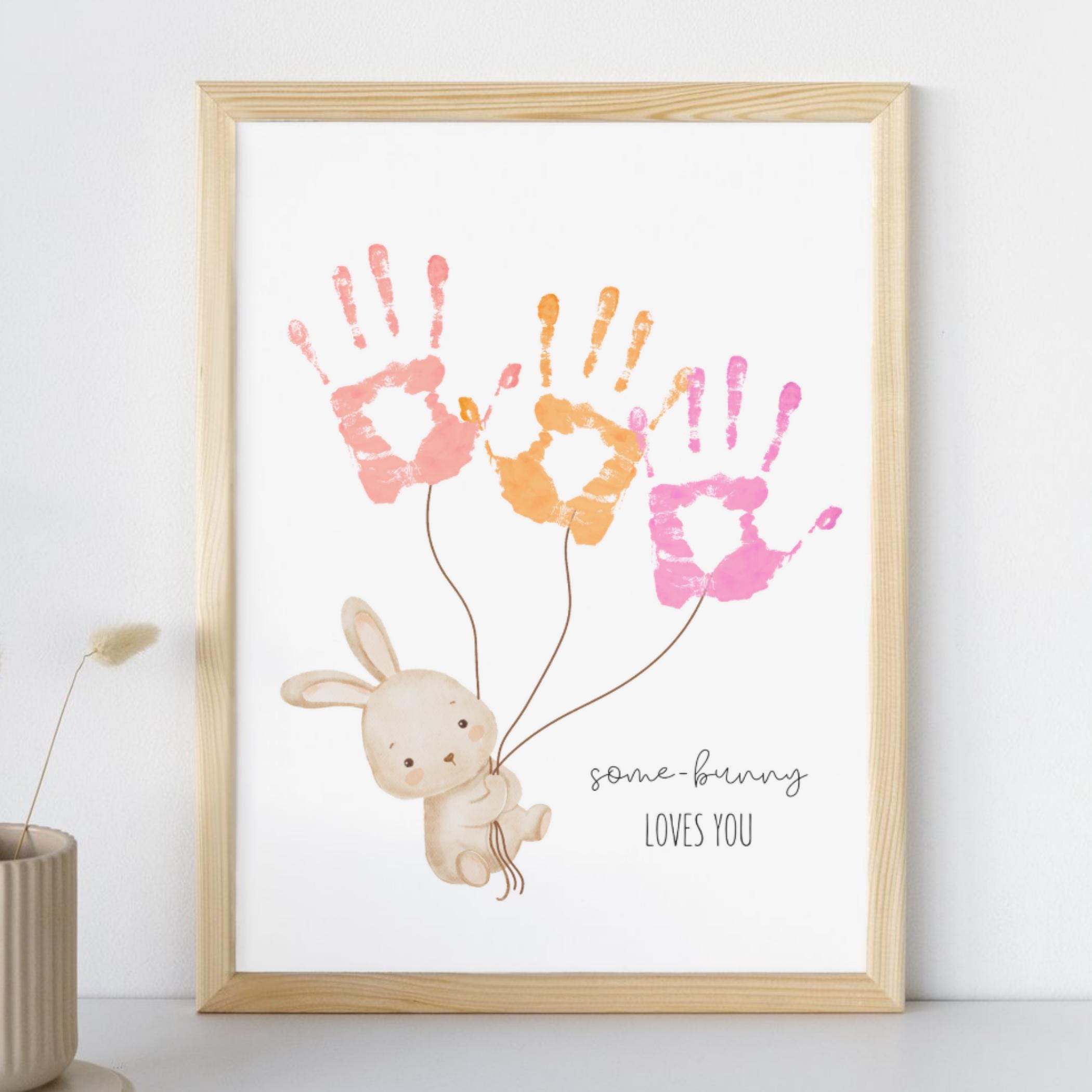 Some Bunny Loves You Handprint Craft DIY, Toddler Handprint Art Bunny ...