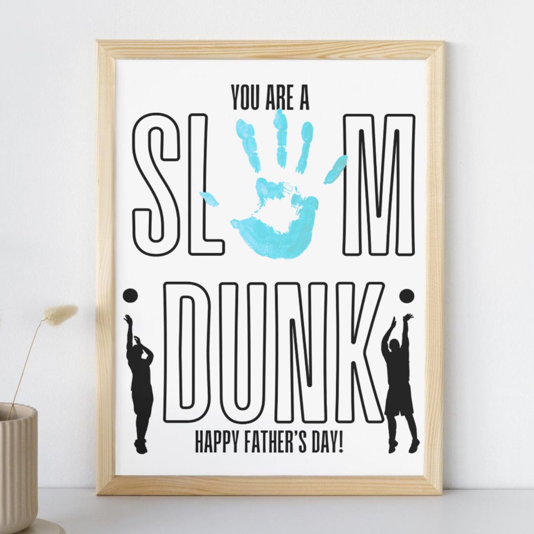 Slam Dunk Handprint Art Craft DIY, Fathers Day Basketball Handprint ...