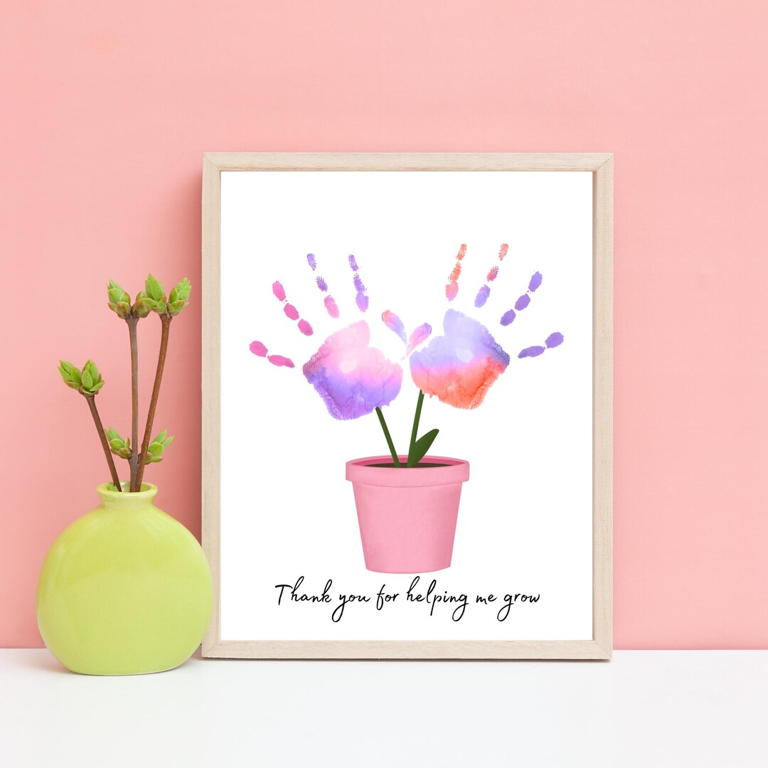 Thank You for Helping Me Grow Handprint Art Craft, Flower Pot Handprint Art, Daycare Teacher ...
