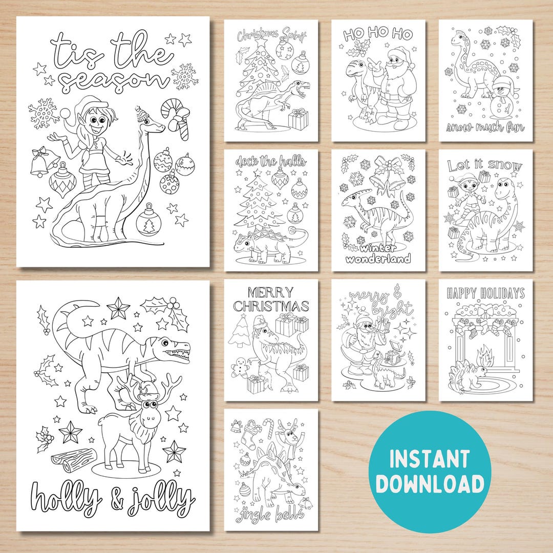 Christmas Dinosaur Coloring Sheets, Winter Dino Coloring Pages ...