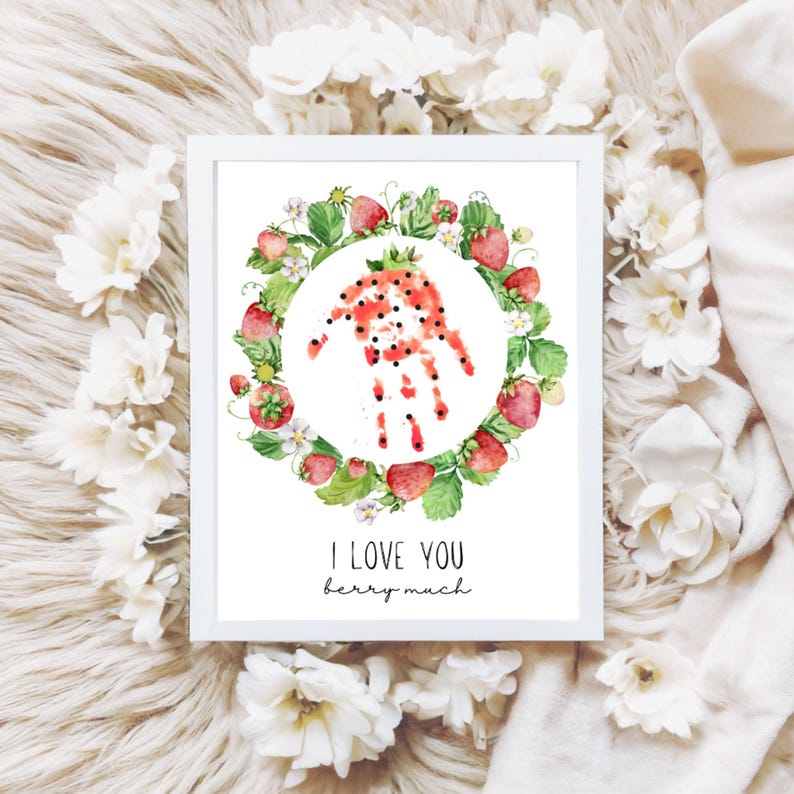 I Love You Berry Much Footprint Art Craft DIY, Summer Strawberry ...