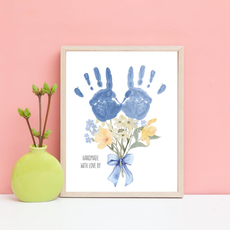 Handmade With Love Handprint Craft DIY, Valentine Flower Bouquet ...