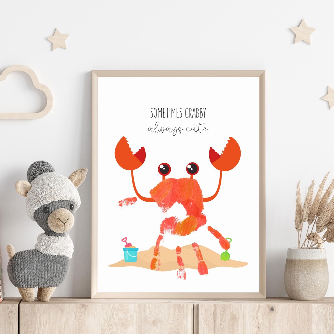 Summer Handprint Art Crab, Crab Handprint Craft, Ocean Animal Handprint ...